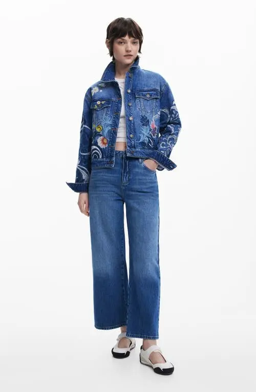 Desigual Embroidered Denim Trucker Jacket