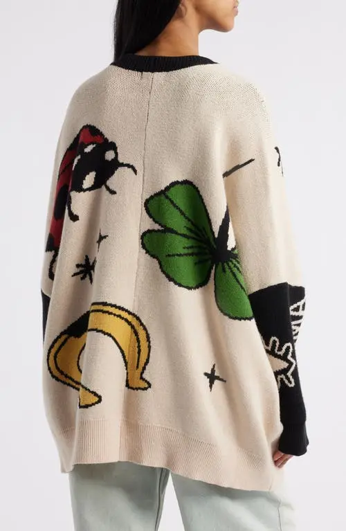 DRESSED IN LALA Lucky Clover Oversize Cardigan