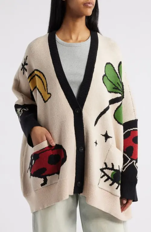DRESSED IN LALA Lucky Clover Oversize Cardigan