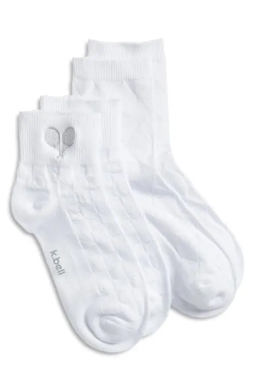 K BELL SOCKS Clubhouse Tennis Quarter Socks 2-pack - White
