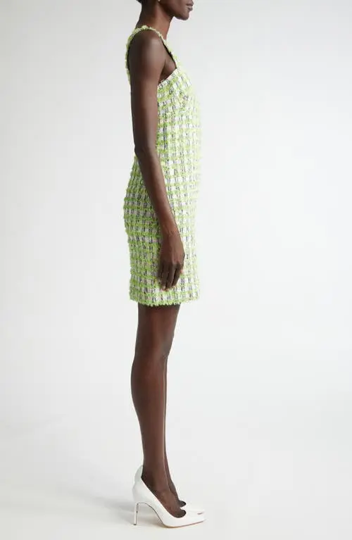 St. John Plaid Eyelash Tweed Sheath Minidress