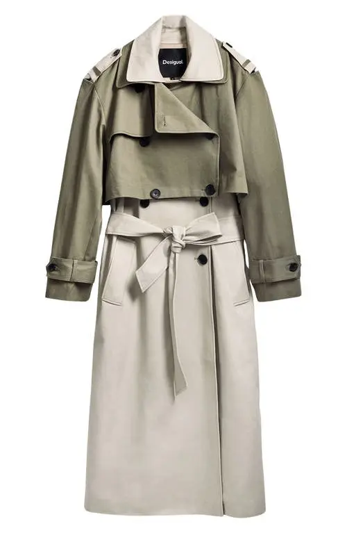 Desigual Color Block Trench Coat