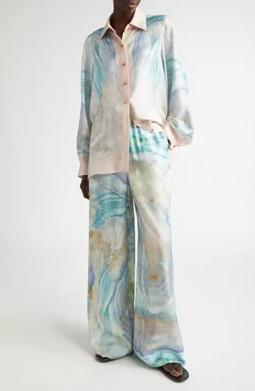 Zimmermann Agate Print Silk Button-up Shirt
