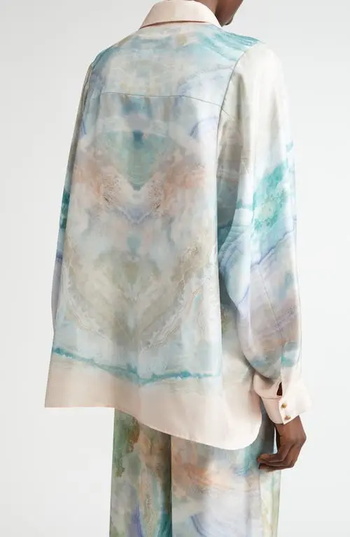 Zimmermann Agate Print Silk Button-up Shirt