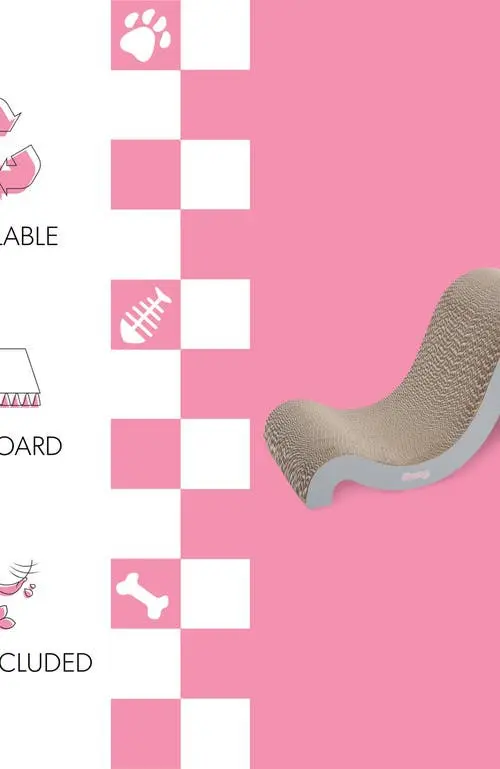 THE LICKER STORE Kona 27" Modern Cardboard Double-sided Wave Cat Scratcher With Catnip