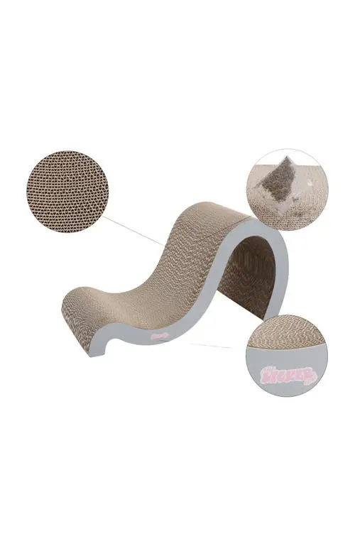 THE LICKER STORE Kona 27" Modern Cardboard Double-sided Wave Cat Scratcher With Catnip