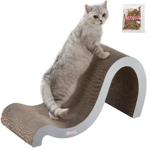 THE LICKER STORE Kona 27" Modern Cardboard Double-sided Wave Cat Scratcher With Catnip