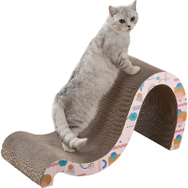 THE LICKER STORE Kona 27" Modern Cardboard Double-sided Wave Cat Scratcher With Catnip - Multi Pattern