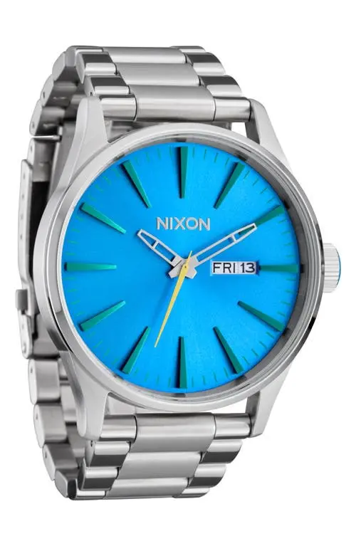 Nixon Sentry Bracelet Watch - Silver / Byron Blue Ombre
