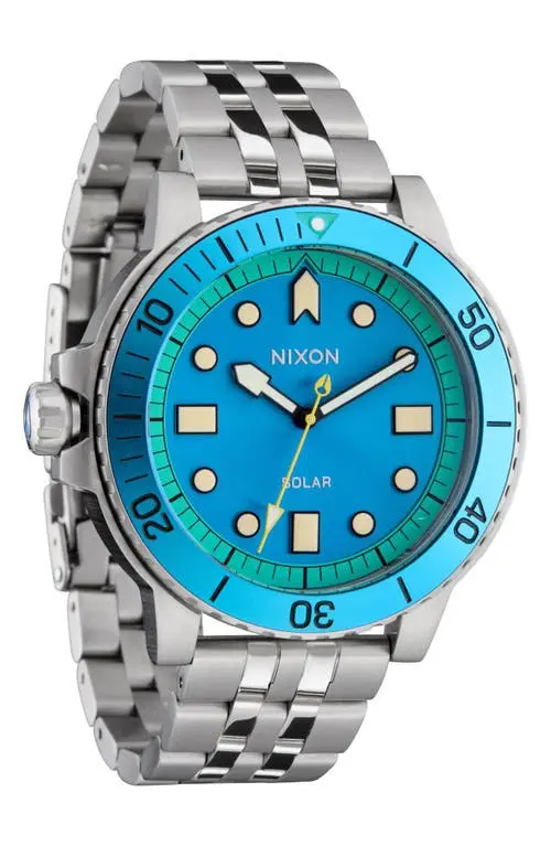 Nixon The Stinger Solar Bracelet Watch - Silver / Byron Blue / Green