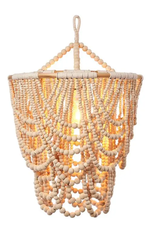 THE ARTISAN & COMPANY Wood Beaded 30 In. Chandelier - Natural