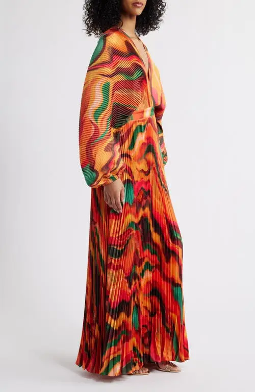SANI Name' Sia Pleated Long Sleeve Gown