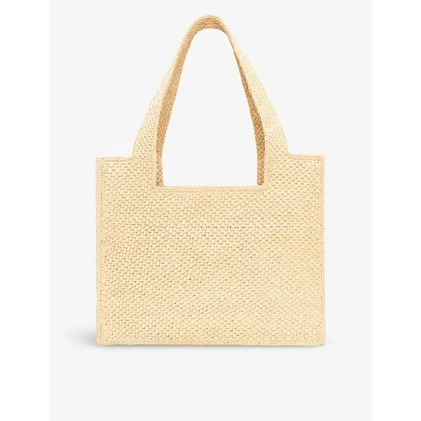 Loewe X Paula's Ibiza Medium Logo-print Raffia-blend Top-handle Bag