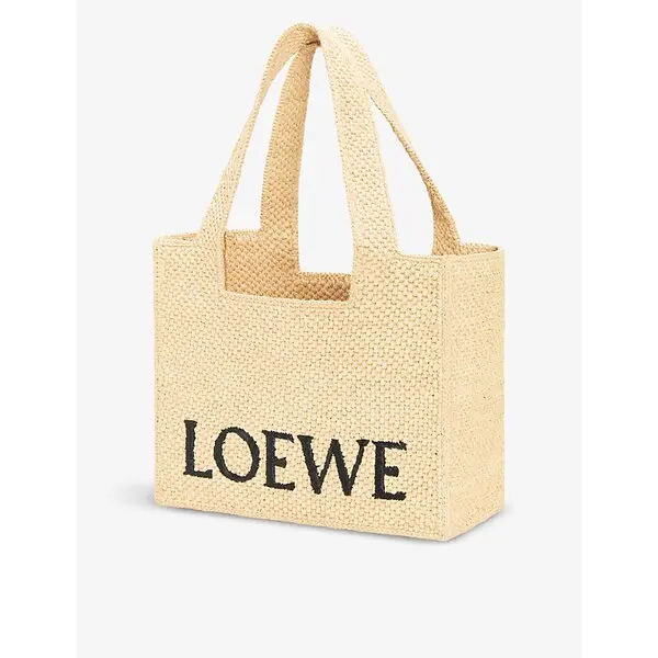 Loewe X Paula's Ibiza Medium Logo-print Raffia-blend Top-handle Bag