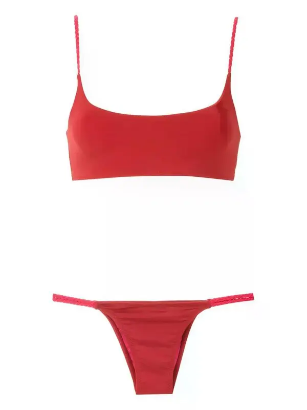 AMIR SLAMA Braided Trim Bikini Set - Red