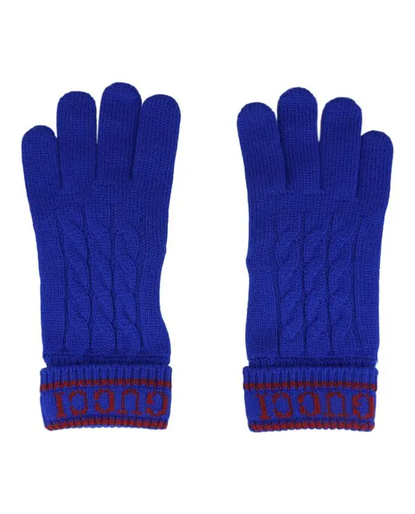 Gucci Logo Wool Gloves - Medium Blue