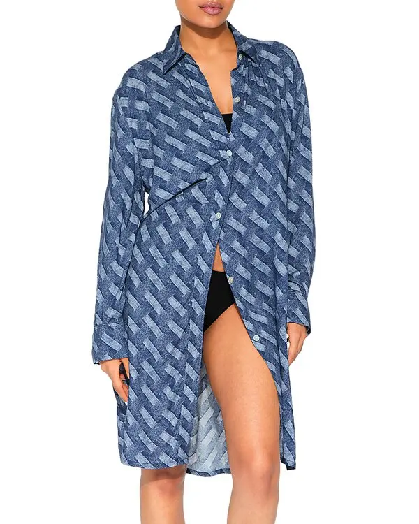 Kurt Geiger Resort Shirt Dress Cover Up - Navy