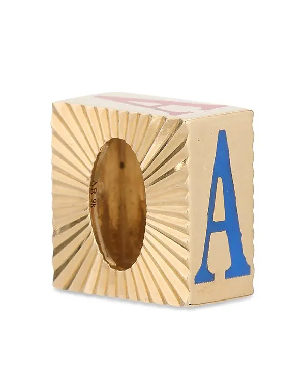 Adina Reyter 9k Yellow Gold Ceramic Initial Fluted Big Bead Pendant - A
