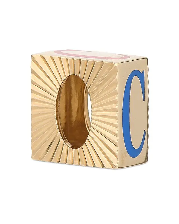 Adina Reyter 9k Yellow Gold Ceramic Initial Fluted Big Bead Pendant - C