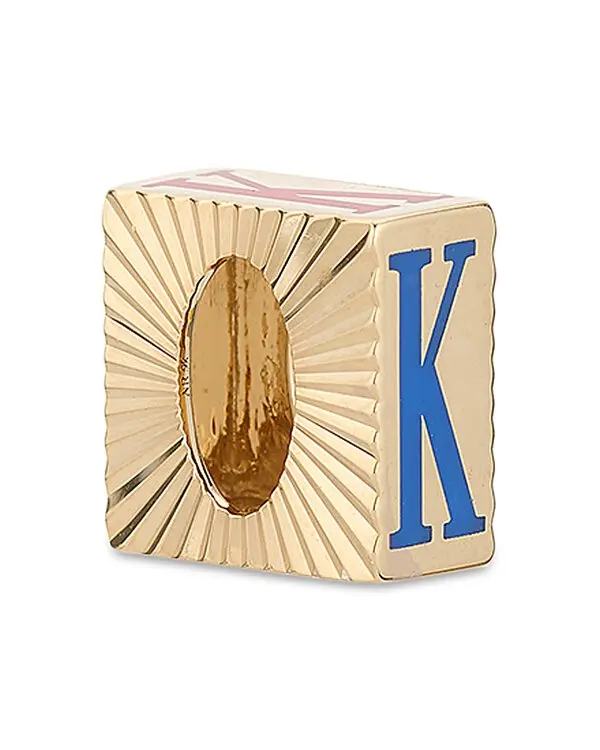 Adina Reyter 9k Yellow Gold Ceramic Initial Fluted Big Bead Pendant - K