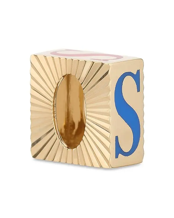 Adina Reyter 9k Yellow Gold Ceramic Initial Fluted Big Bead Pendant - S