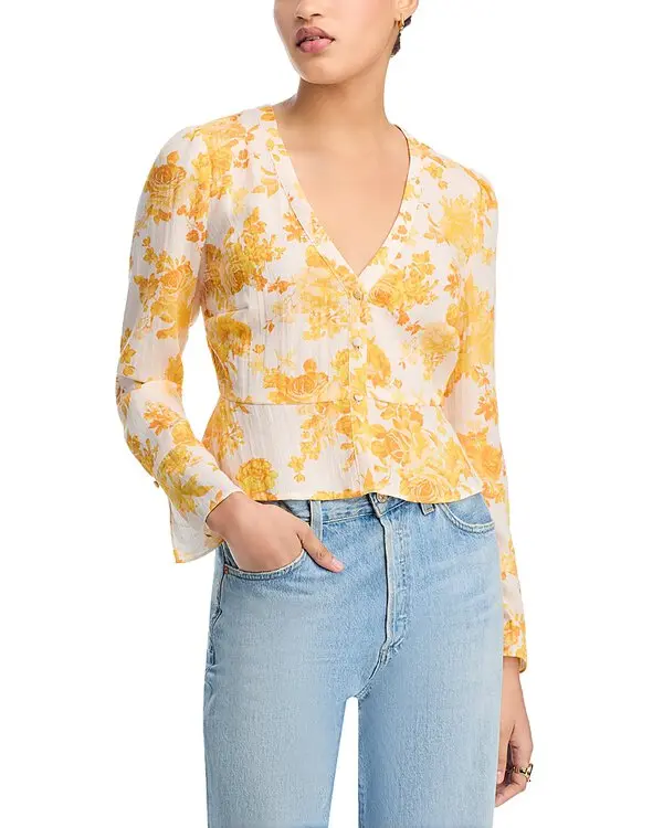 Aqua Printed Peplum Blouse