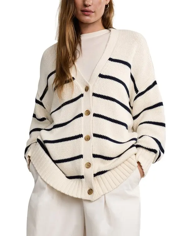Jenni Kayne Chloe Striped Cardigan - Ivory/navy