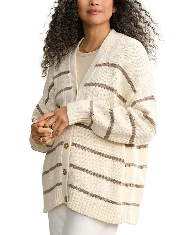 Jenni Kayne Chloe Striped Cardigan - Ivory/taupe