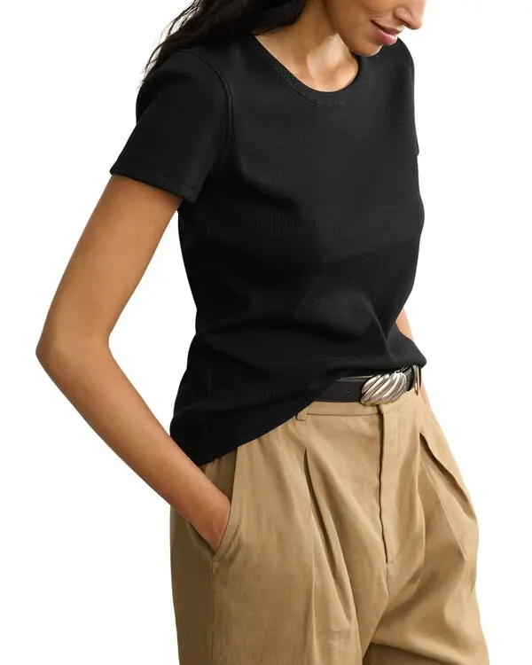 Jenni Kayne Ribbed Crewneck Tee - Black