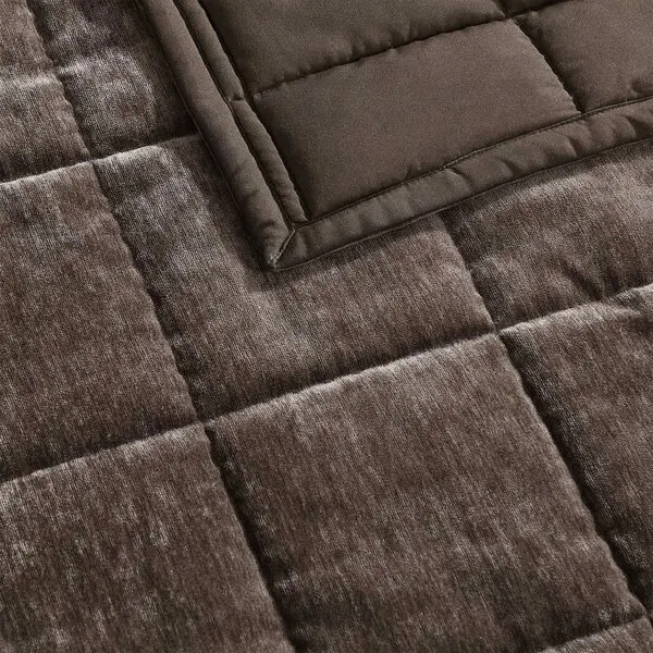 Vera Wang Chenille Box Solid 3 Piece Quilt Set, Queen - Chocolate Brown