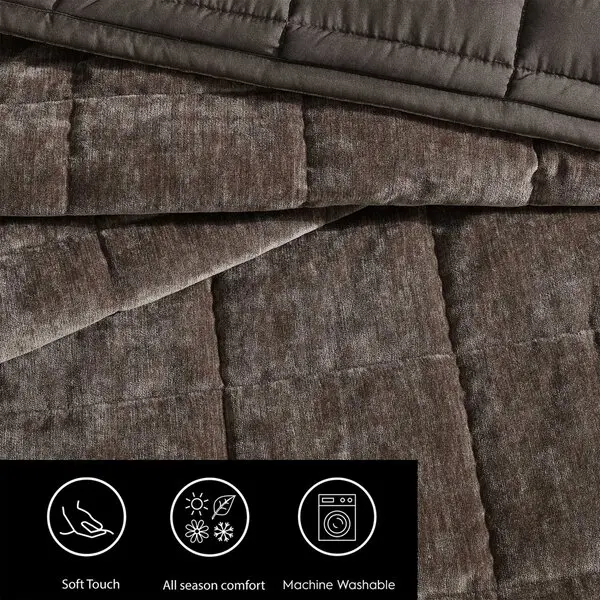 Vera Wang Chenille Box Solid 3 Piece Quilt Set, King
