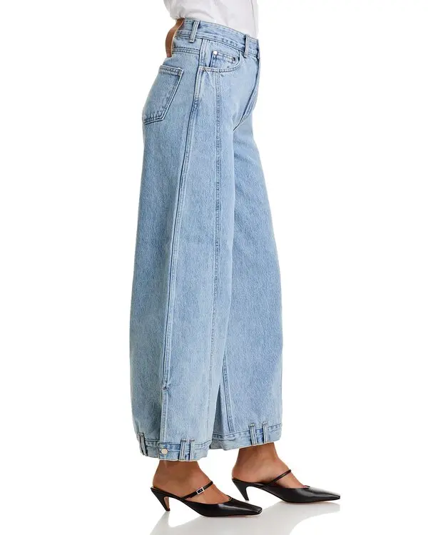 Rokh Palindrome High Rise Barrel Jeans - Light Blue