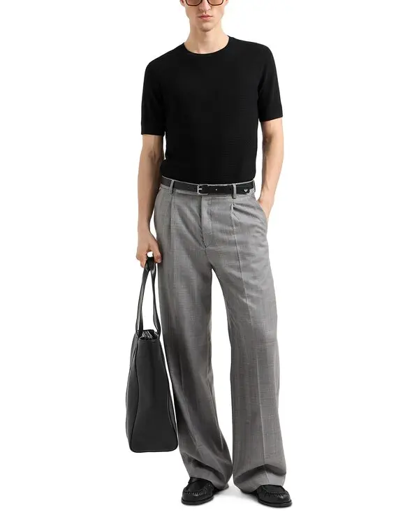 Emporio Armani Virgin Wool Short Sleeve Sweater - Black