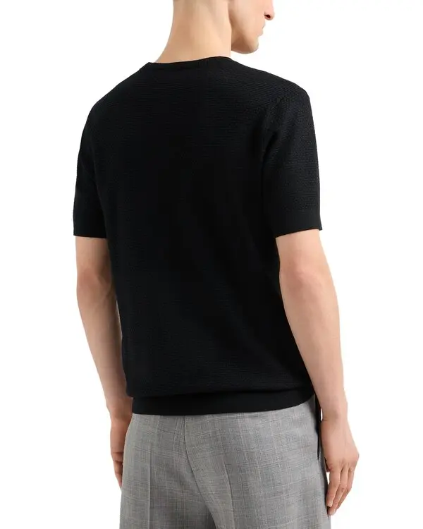 Emporio Armani Virgin Wool Short Sleeve Sweater - Black