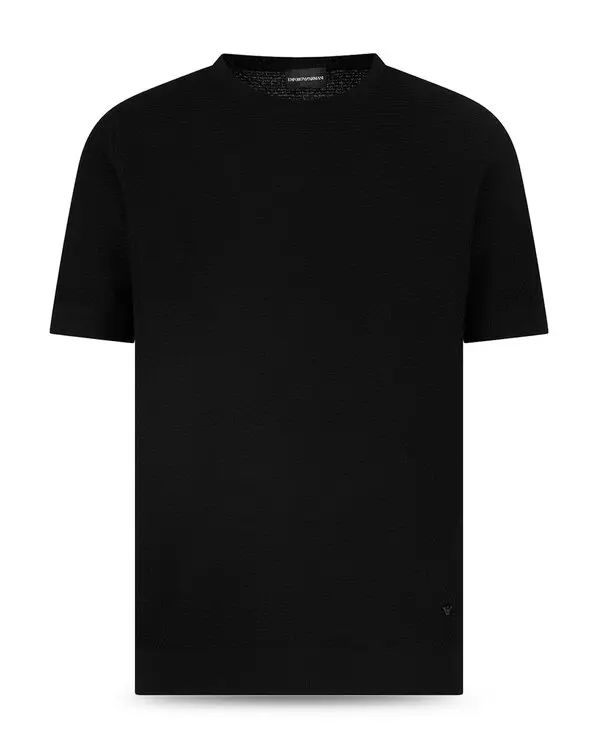 Emporio Armani Virgin Wool Short Sleeve Sweater - Black
