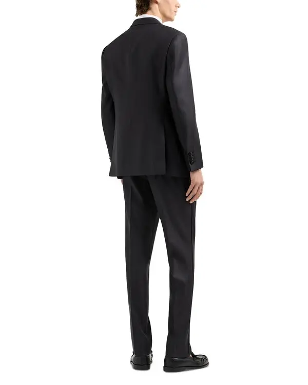 Emporio Armani G Line Regular Fit Single Breasted Peak Lapel Tuxedo In Wool Silk Blend - Black Beauty