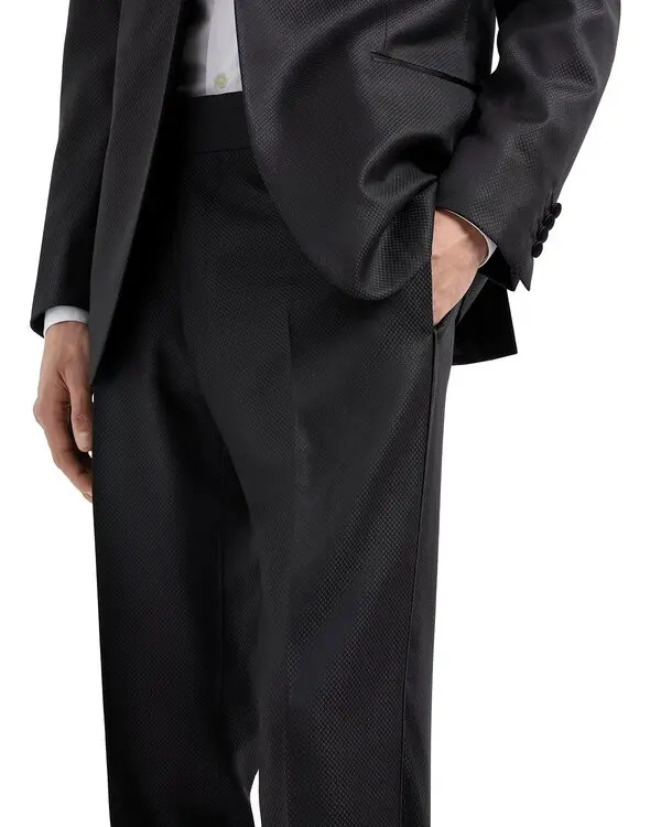 Emporio Armani G Line Regular Fit Single Breasted Peak Lapel Tuxedo In Wool Silk Blend - Black Beauty