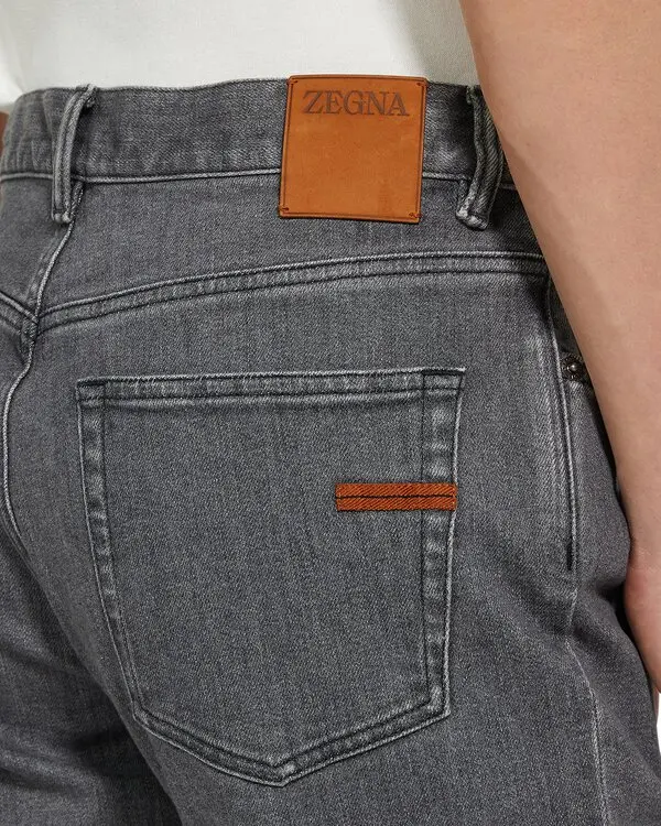 Zegna Roccia Slim Fit Stone Washed Denim Jeans - Grey
