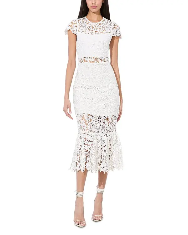 Alice + Olivia Clover Lace Dress - Off White