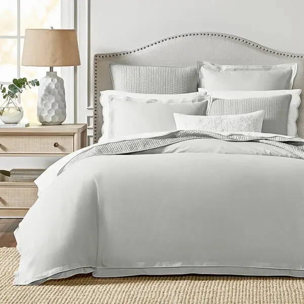 SKY Tipped Double-flange Percale Duvet Cover Set, Full/queen Exclusive - Grey