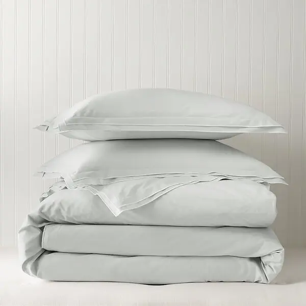 SKY Tipped Double Flange Percale Duvet Cover Set, Twin Exclusive - Grey