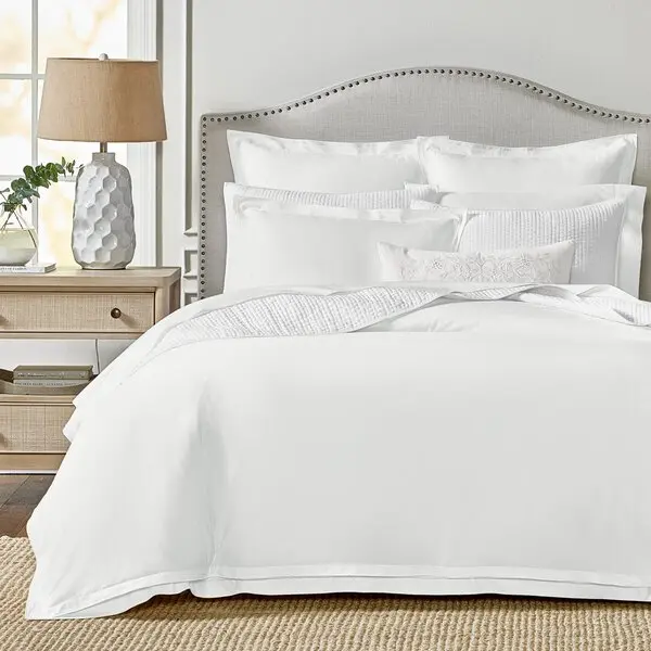 SKY Tipped Double Flange Percale Duvet Cover Set, Twin Exclusive - White