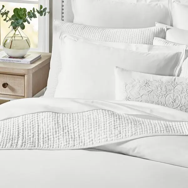 SKY Tipped Double Flange Percale Duvet Cover Set, Twin Exclusive - White