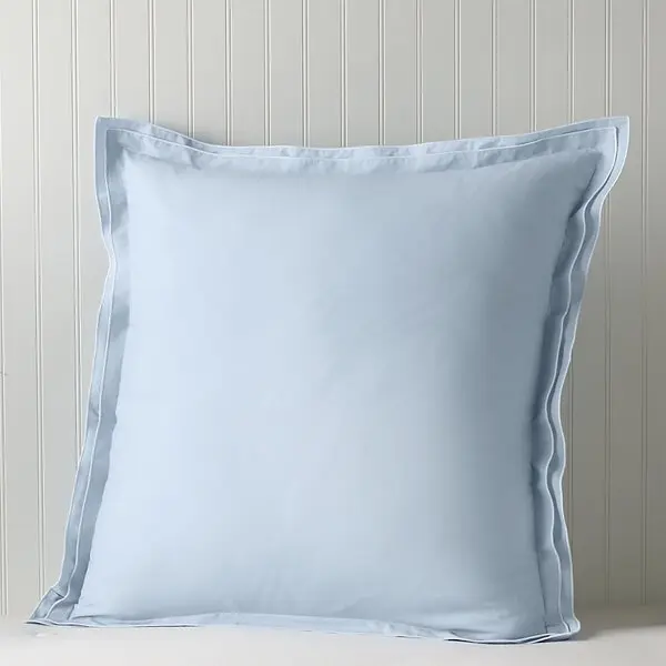 SKY Tipped Double Flange Percale Sham Set, Euro Exclusive - Stormy Mist