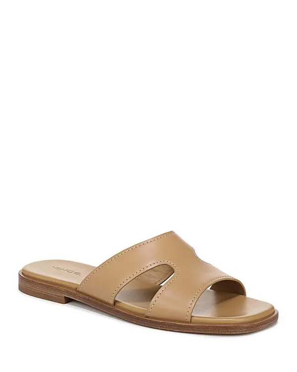 Vince Meyers Leather Slide Sandals - Light Sable