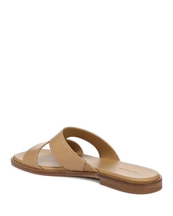 Vince Meyers Leather Slide Sandals - Light Sable