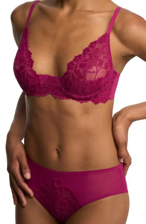 Natori Peony Unlined Lace Underwire Bra - Dark Raspberry