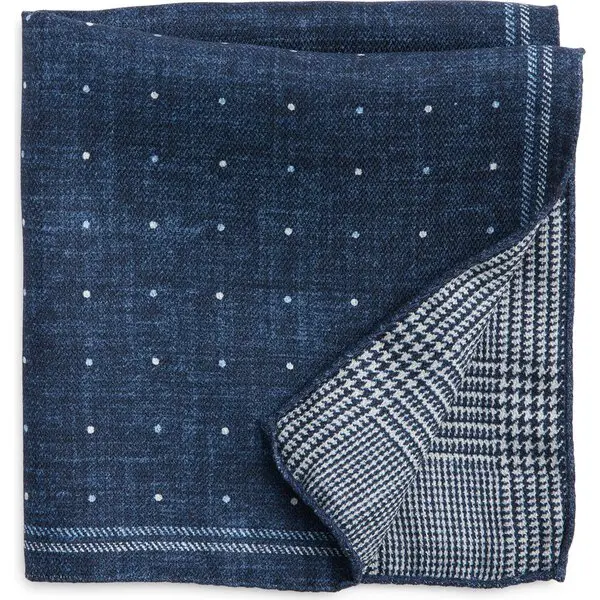 JACK VICTOR Gillis Reversible Silk Pocket Square - Navy