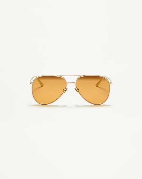 Valentino Garavani Metal Aviator Sunglasses - Gold/amber
