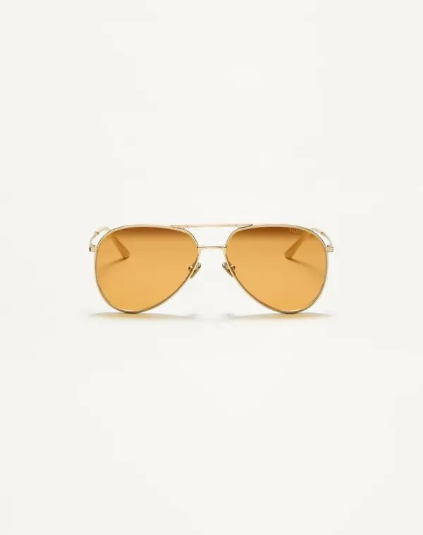 Valentino Garavani Metal Aviator Sunglasses - Gold/amber